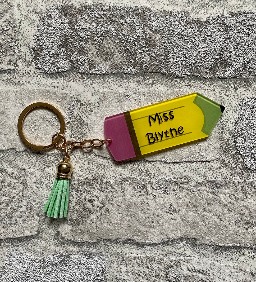 Personalised Teacher Gift Pencil Shaped Key Ring Thank You Teacher - Etsy