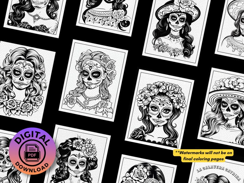 La Catrina Coloring Book | 30 Coloring Pages | Day of the Dead ...