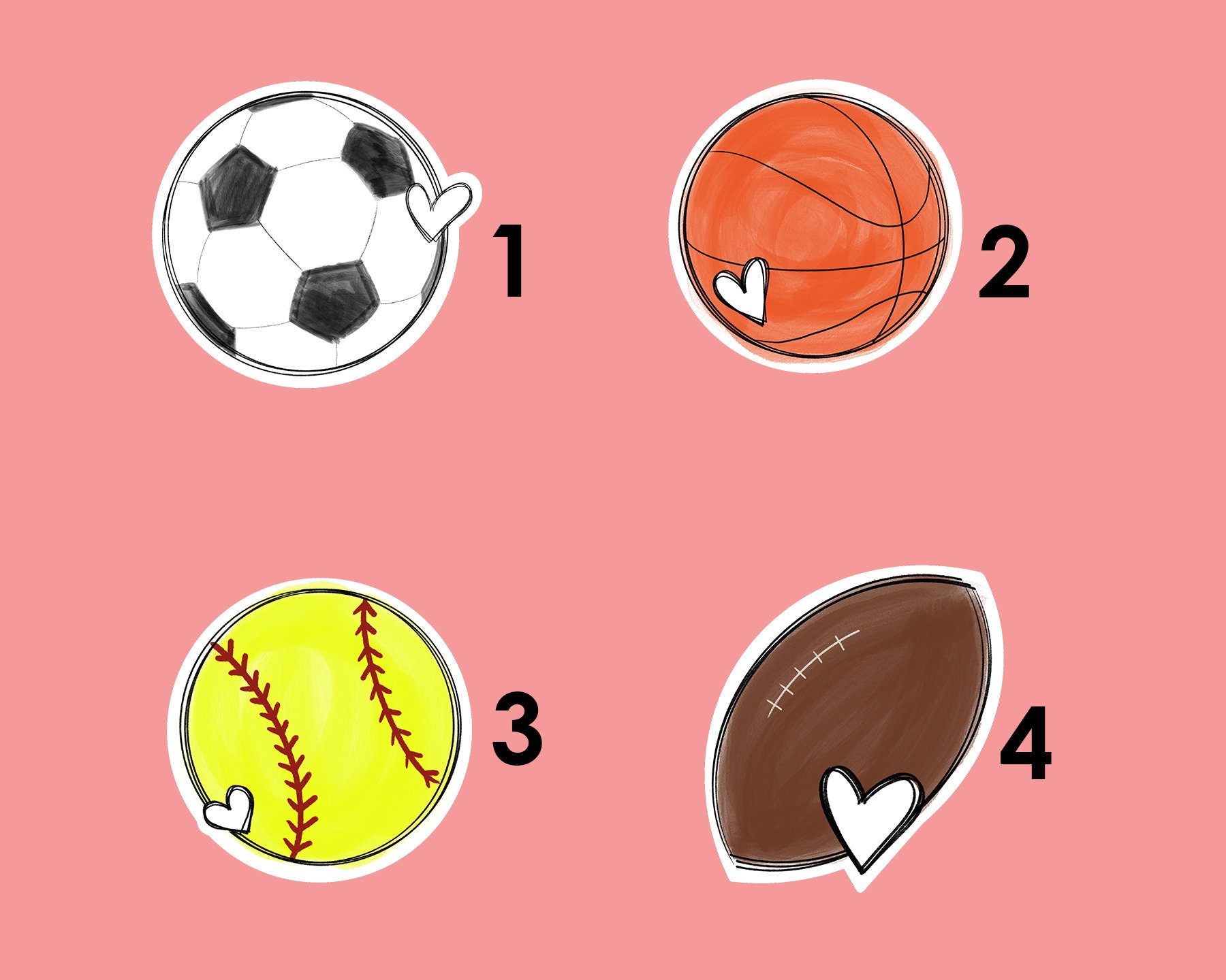 Sports Ball Stickers, Basketball Sticker, Football Sticker, Softball ...