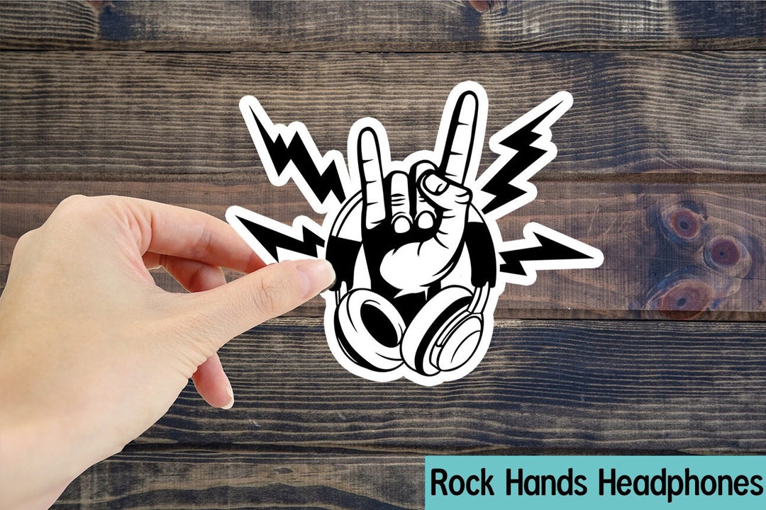 Rock on Sticker, Headphone Sticker, Metal Rock Hands, Rock N Roll ...