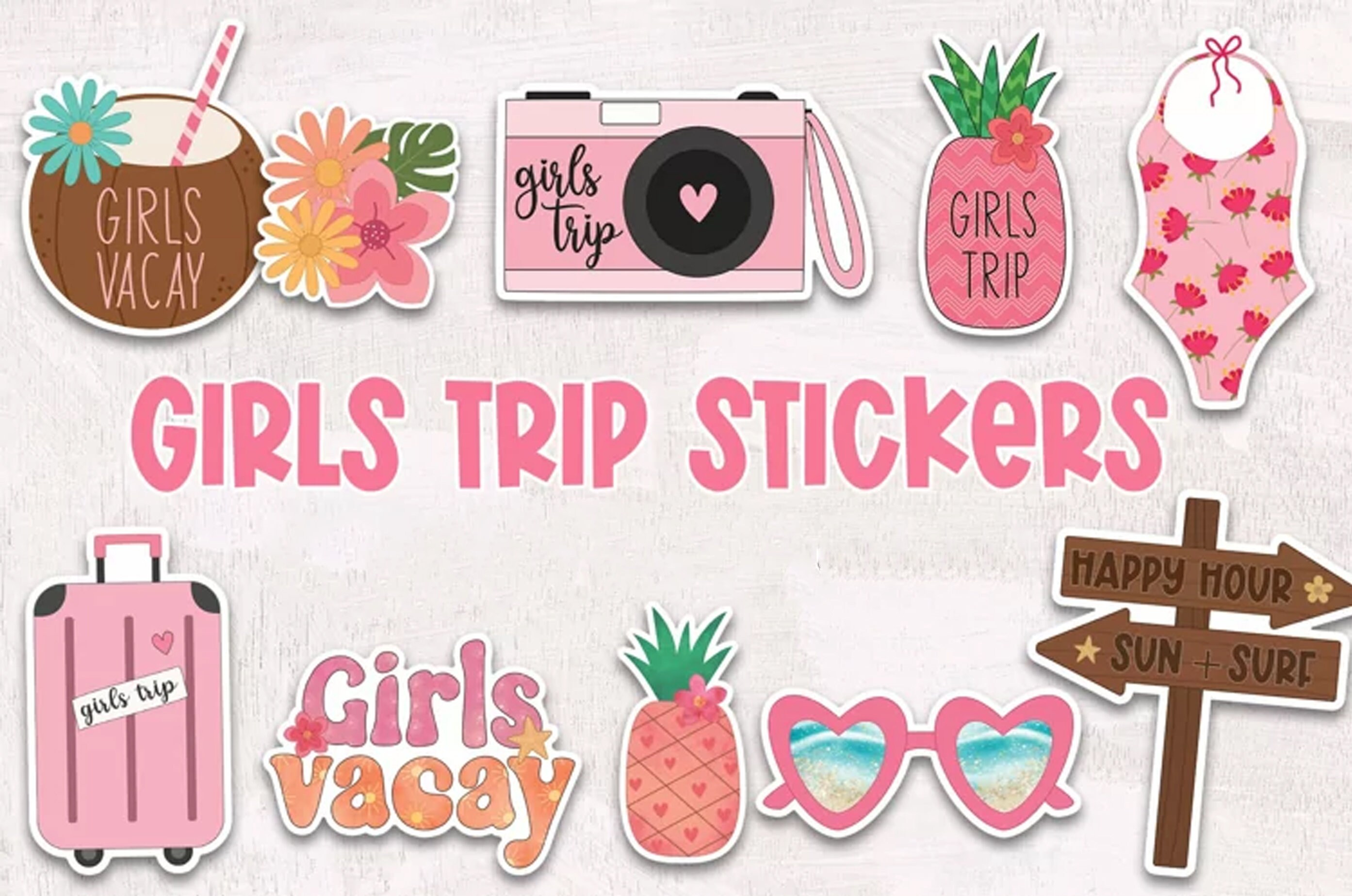 Girls Trip Stickers, Bachelorette Stickers, Travel Stickers, Vacation ...