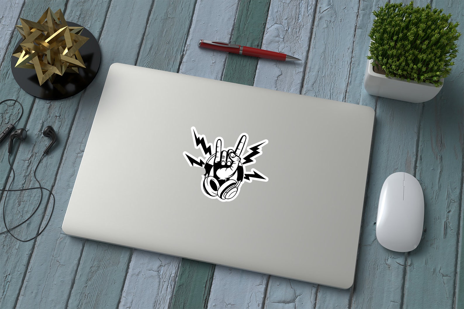 Rock on Sticker, Headphone Sticker, Metal Rock Hands, Rock N Roll ...