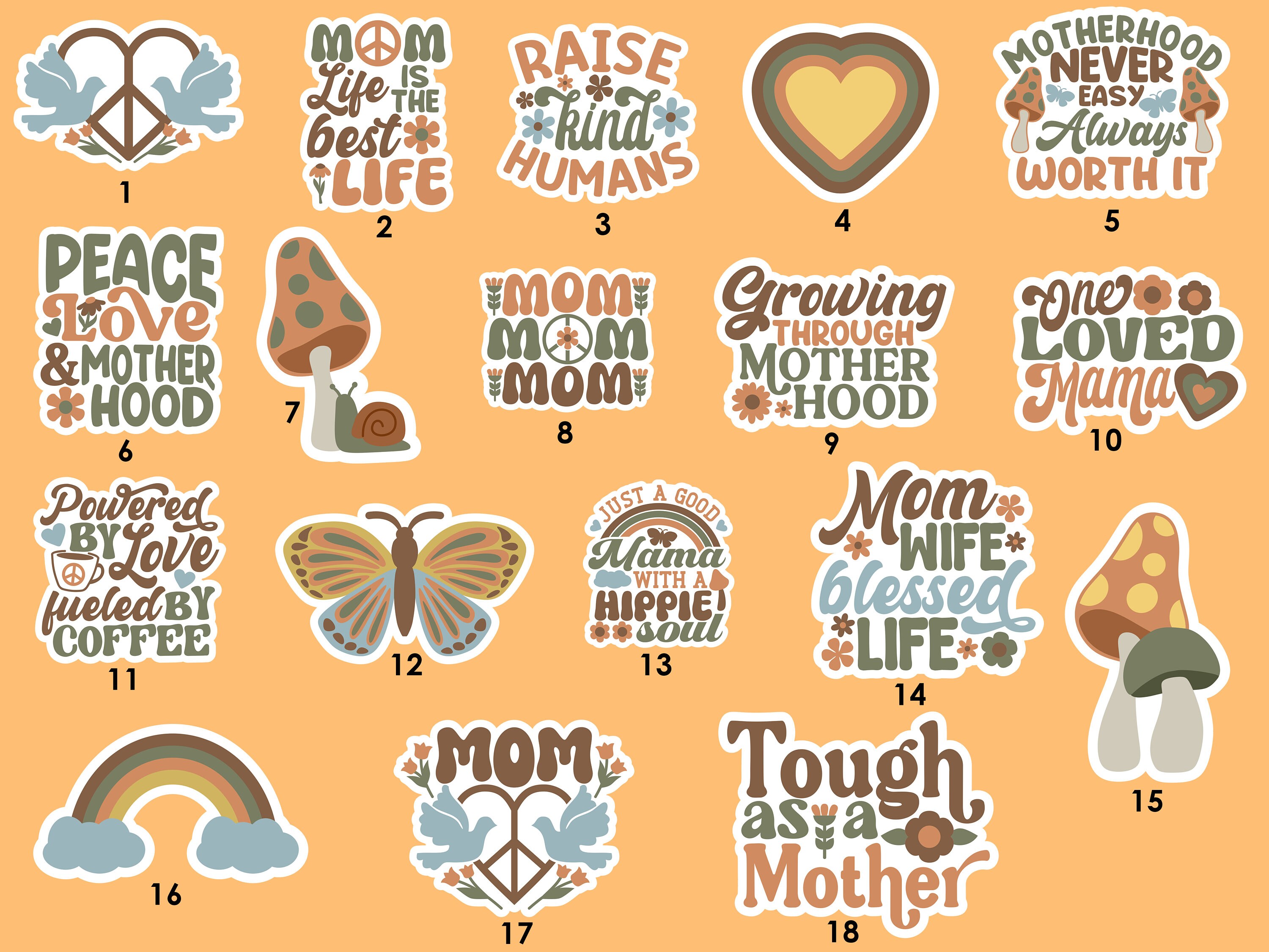 Retro Mom Stickers, Mom Stickers, Mother Stickers, Mama Stickers, Car ...