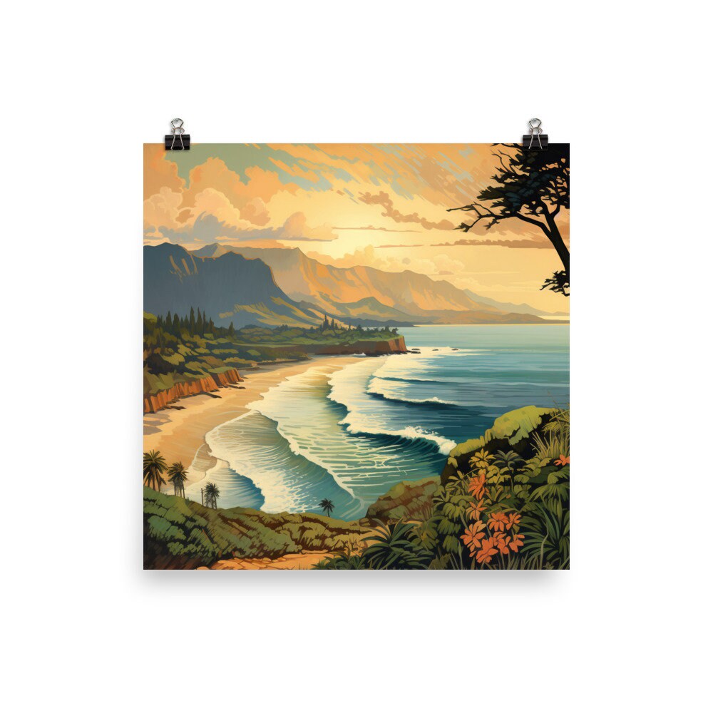 Bay Waves Print Surf Art Wave Art Coastal Decor Beach Vibes Vintage ...