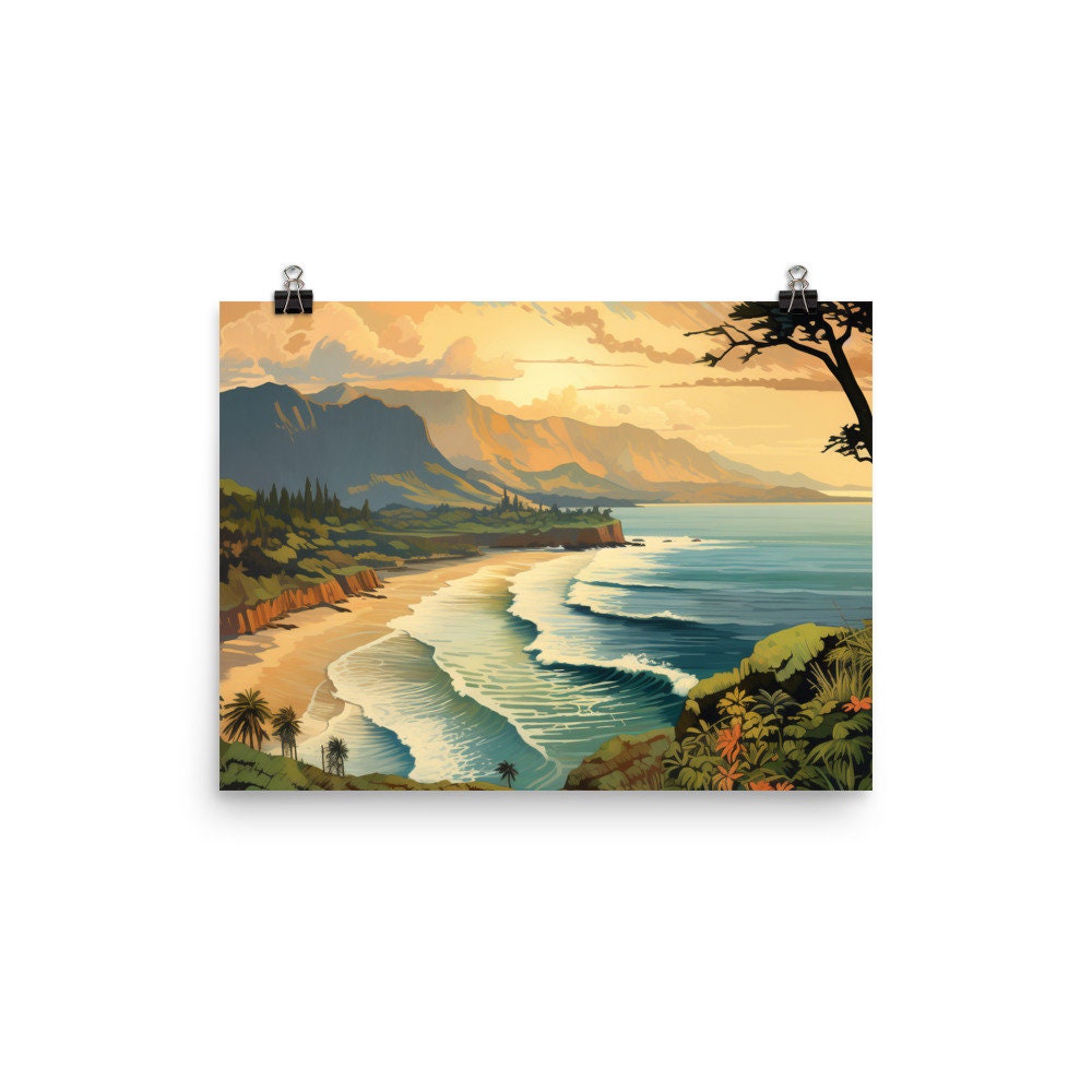 Bay Waves Print Surf Art Wave Art Coastal Decor Beach Vibes Vintage ...