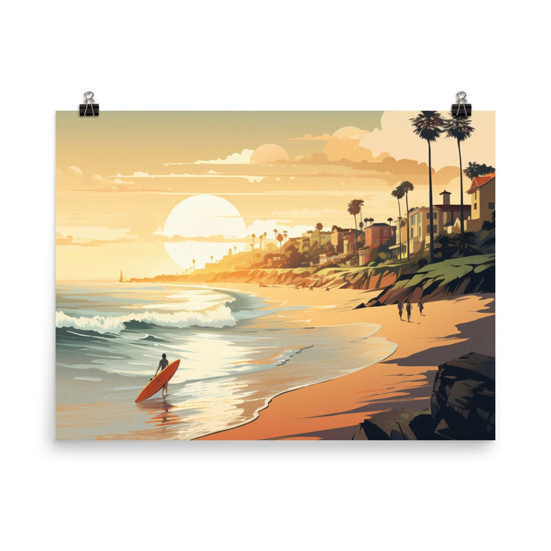 Surf Watch Print Surf Art Wave Art Coastal Decor Beach Vibes Vintage ...