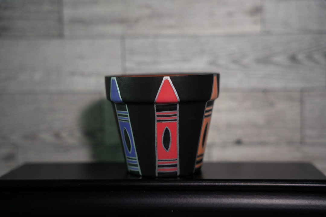 Hand Painted Crayon Planter - Etsy