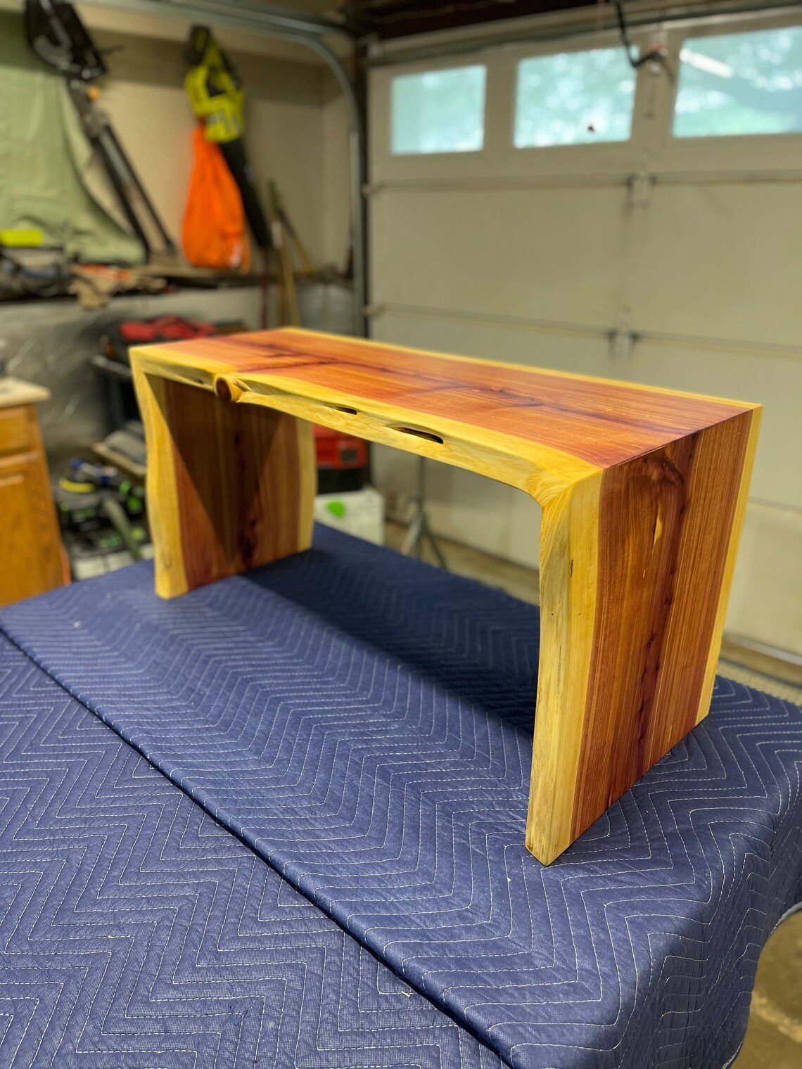 Cedar Live Edge Waterfall Table / Bench - Etsy