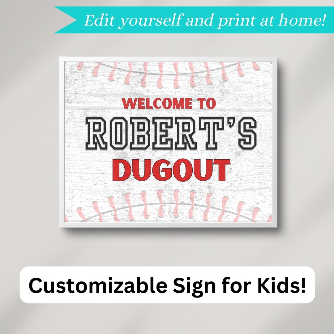 Dugout Sign, Personalized Digital Download Artwork for Kids Room ...
