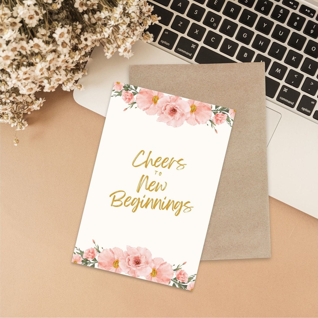 Cheers to New Beginnings Printable 4x6in Greeting Card Cute - Etsy