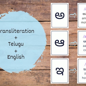 Telugu Vowel Alphabet Sounds Flashcards: Phonetic Transliteration ...