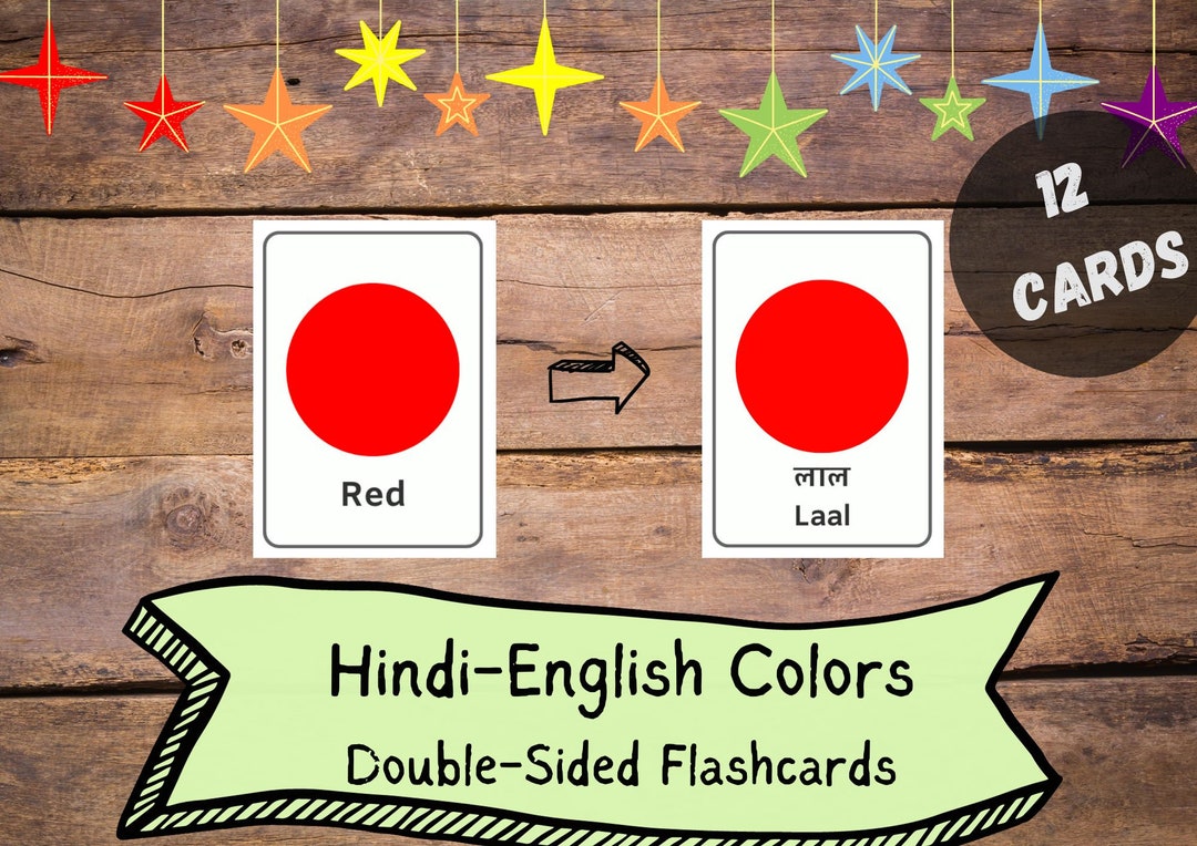 Hindi Colors Flashcards: Hindi/english, Phonetic Transliteration ...