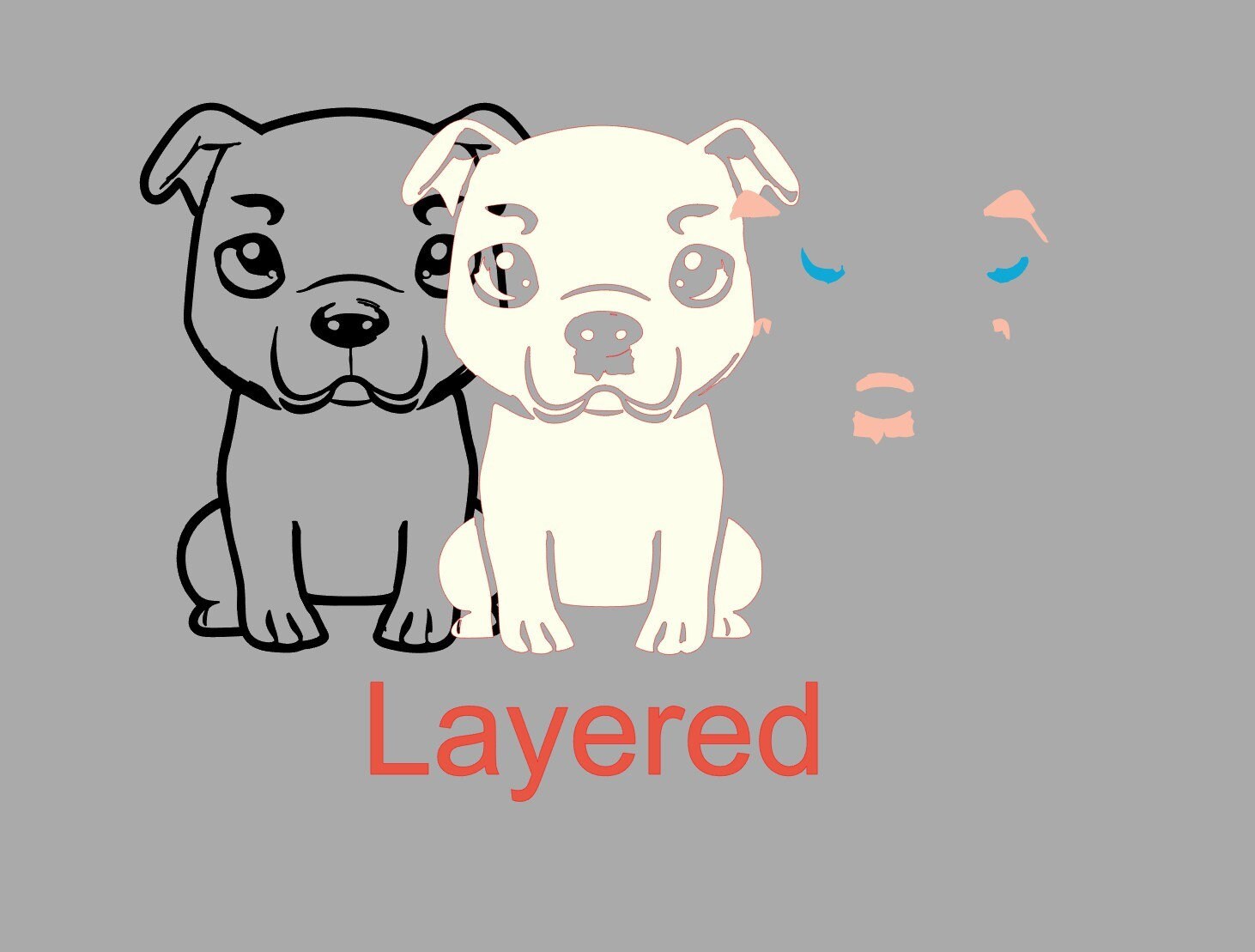 Cute Pit Bull Dog Layered SVG PNG PDF Cricut Silhouette Studio Cut File ...