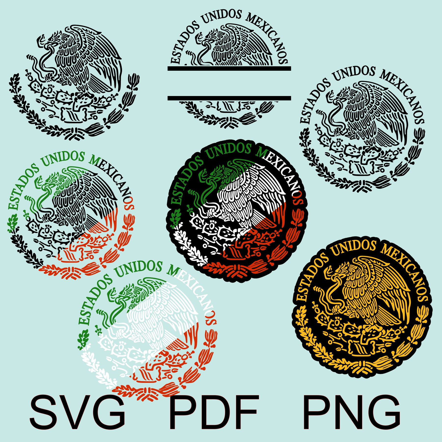 Escudo De Armas Mexicano SVG, Águila Mexicana SVG, Septiembre, Vector -art - Cricut - Silhouette ...