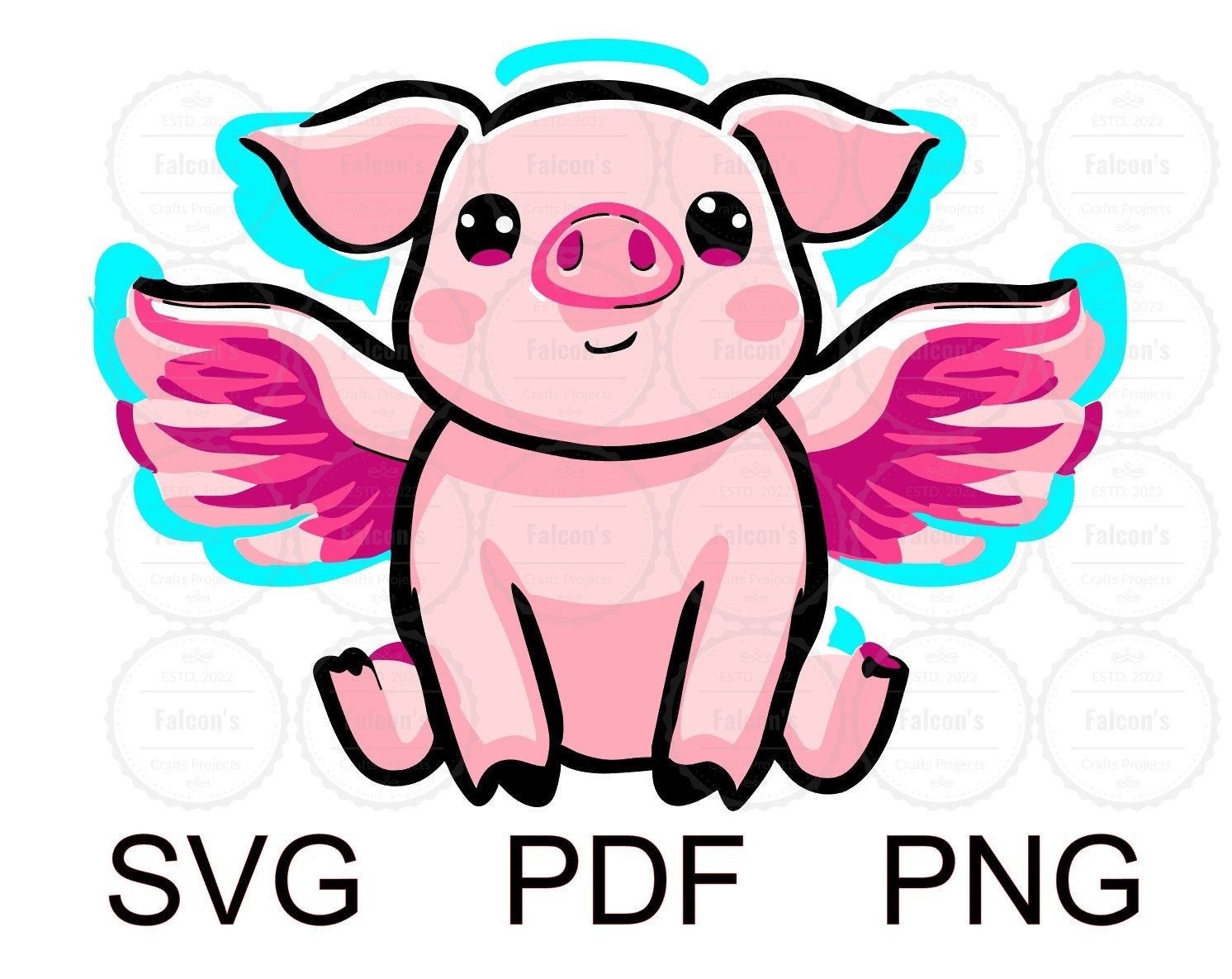 Colorful Winged Pig SVG - Pig SVG, Layered - Png - PDF - Vector -art ...
