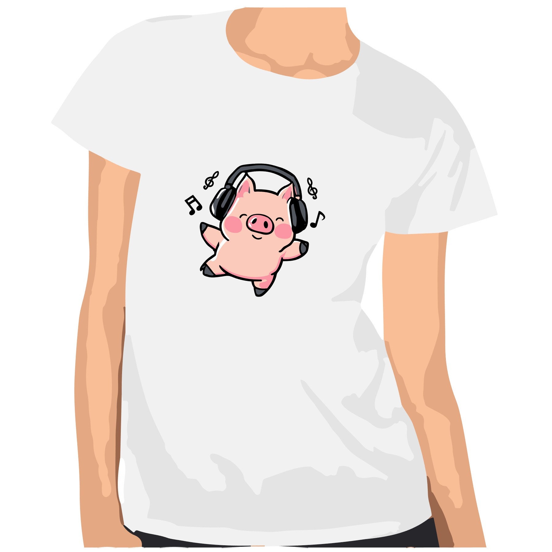Pig SVG, Dancing Pig SVG, Singing Pig, Little Pig With Headphones ...