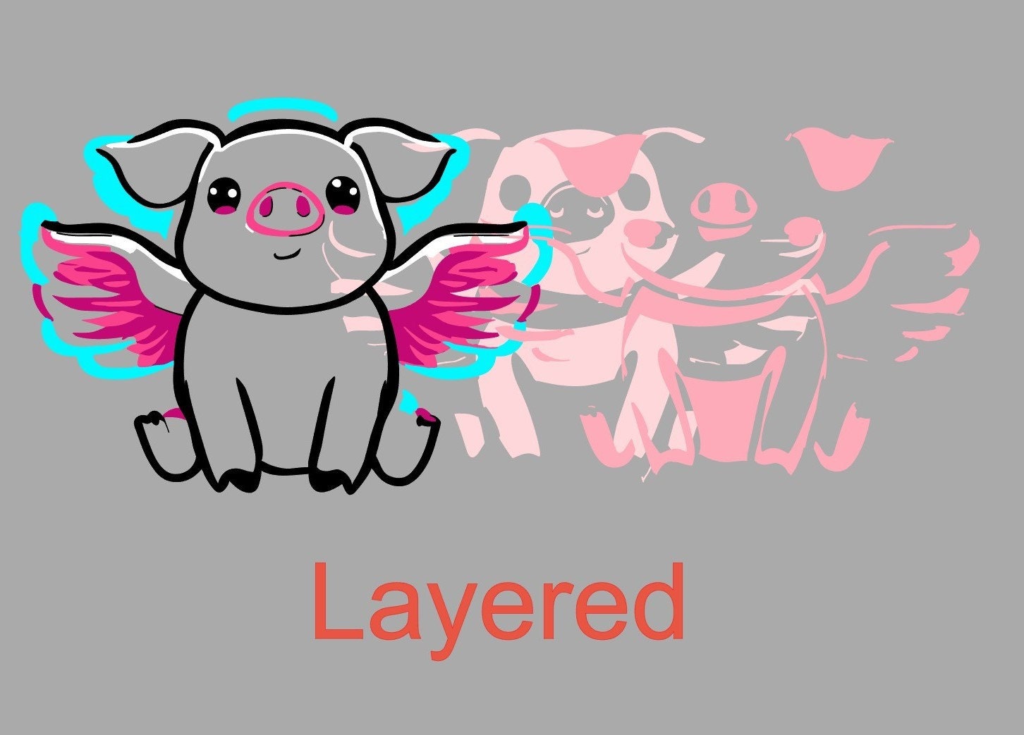 Colorful Winged Pig SVG - Pig SVG, Layered - Png - PDF - Vector -art ...
