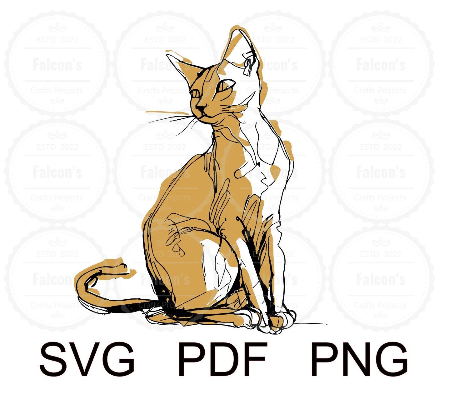 Cat SVG, Watercolor Drawing, Clipart - Cat Png - DIY Portrait - Line ...