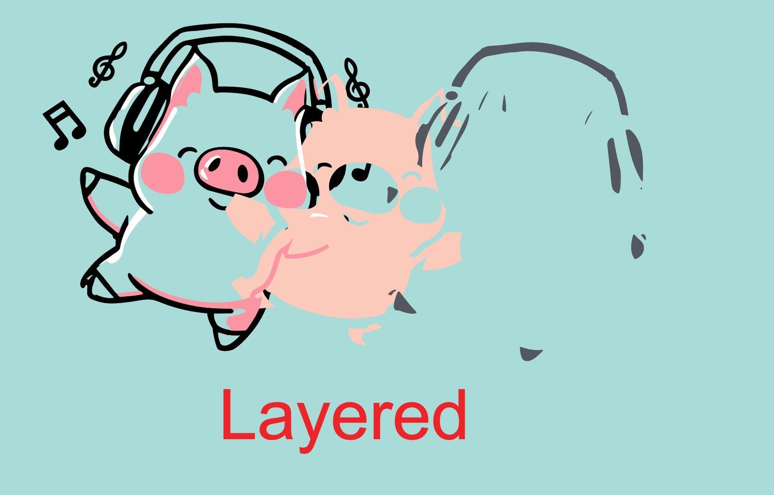 Pig SVG, Dancing Pig SVG, Singing Pig, Little Pig With Headphones ...