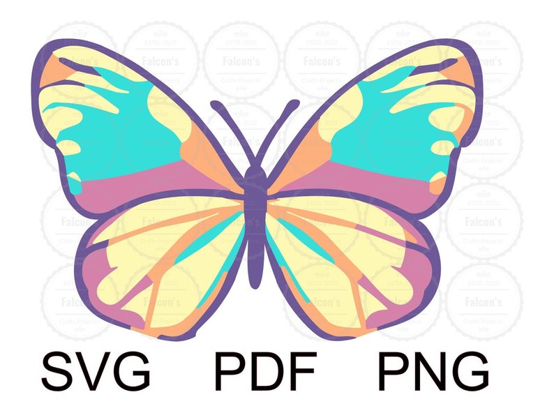 Colorful Butterfly Layered SVG PNG PDF Vector Art Cricut Silhouette ...