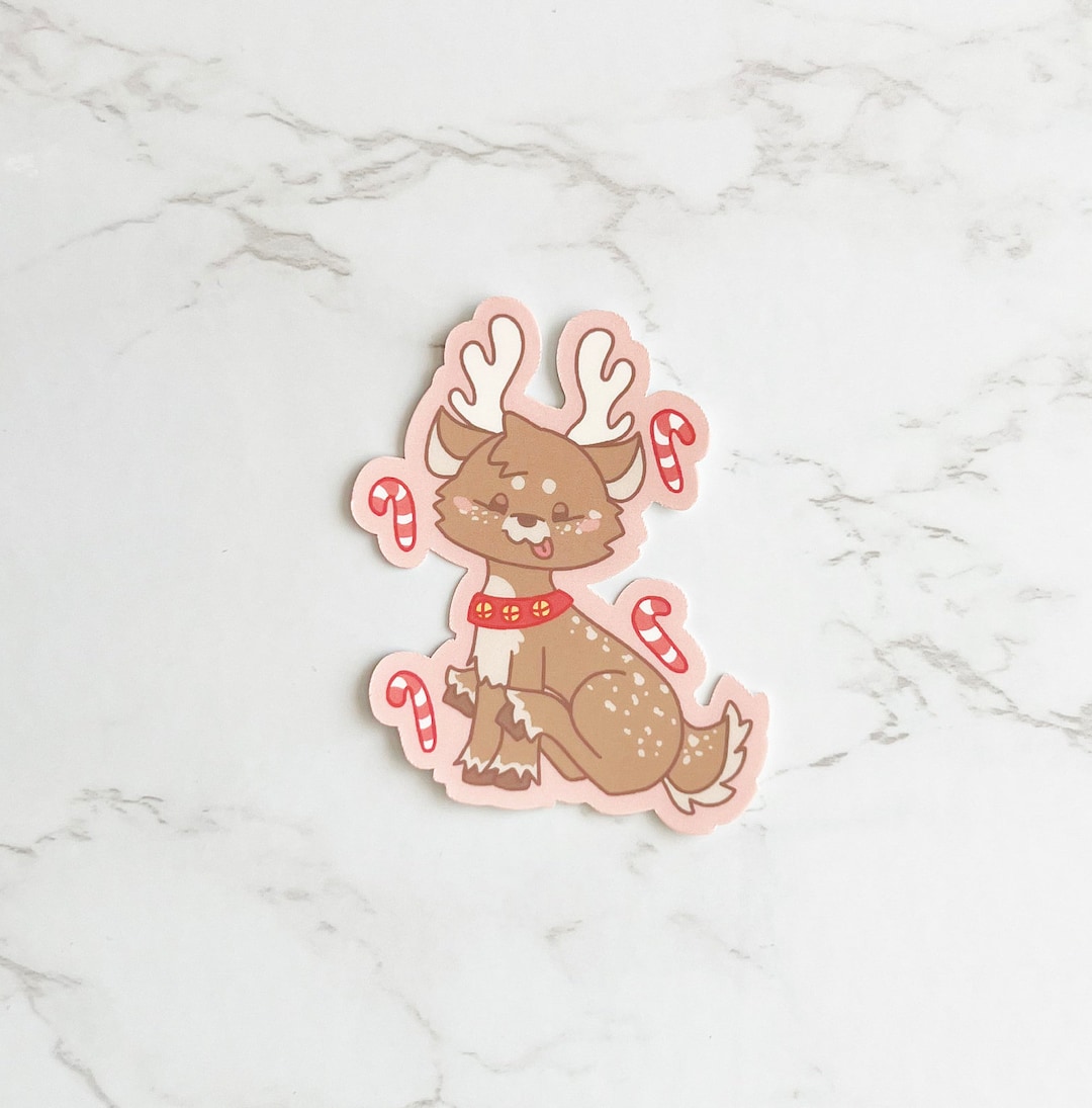 Happy Reindeer Matte Vinyl Sticker | Christmas Sticker | Cute Reindeer ...