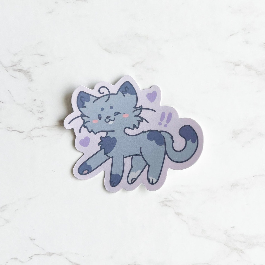 Purple Heart Cat Vinyl Sticker | Cute Purple Cat Sticker | Cat Sticker ...