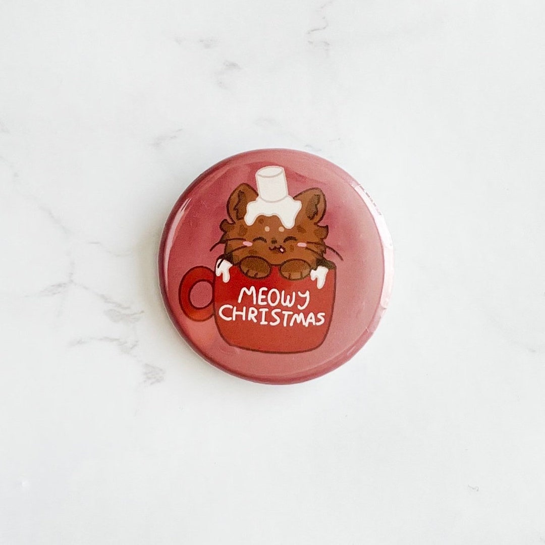 Hot Cocoa Cat 1.5 Pinback Button Cute Cat Button - Etsy