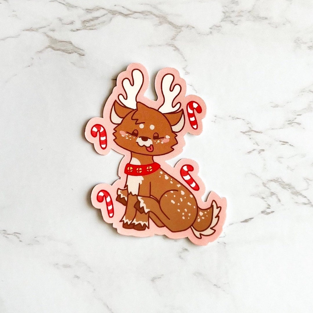 Happy Reindeer Matte Vinyl Sticker Christmas Sticker Cute - Etsy