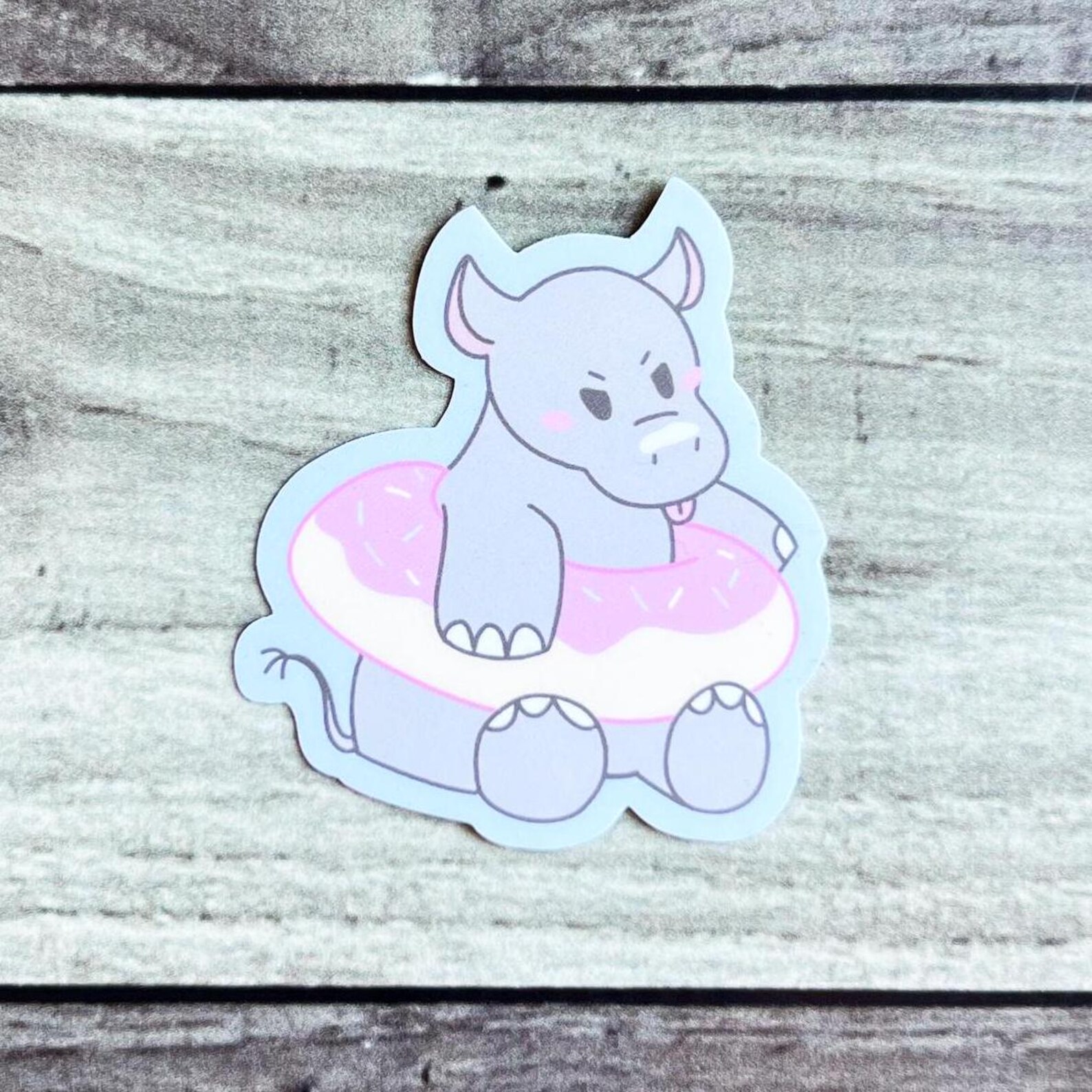Hippo Floating on A Floaty Vinyl Sticker | Cute Hippo Sticker | Hippo ...