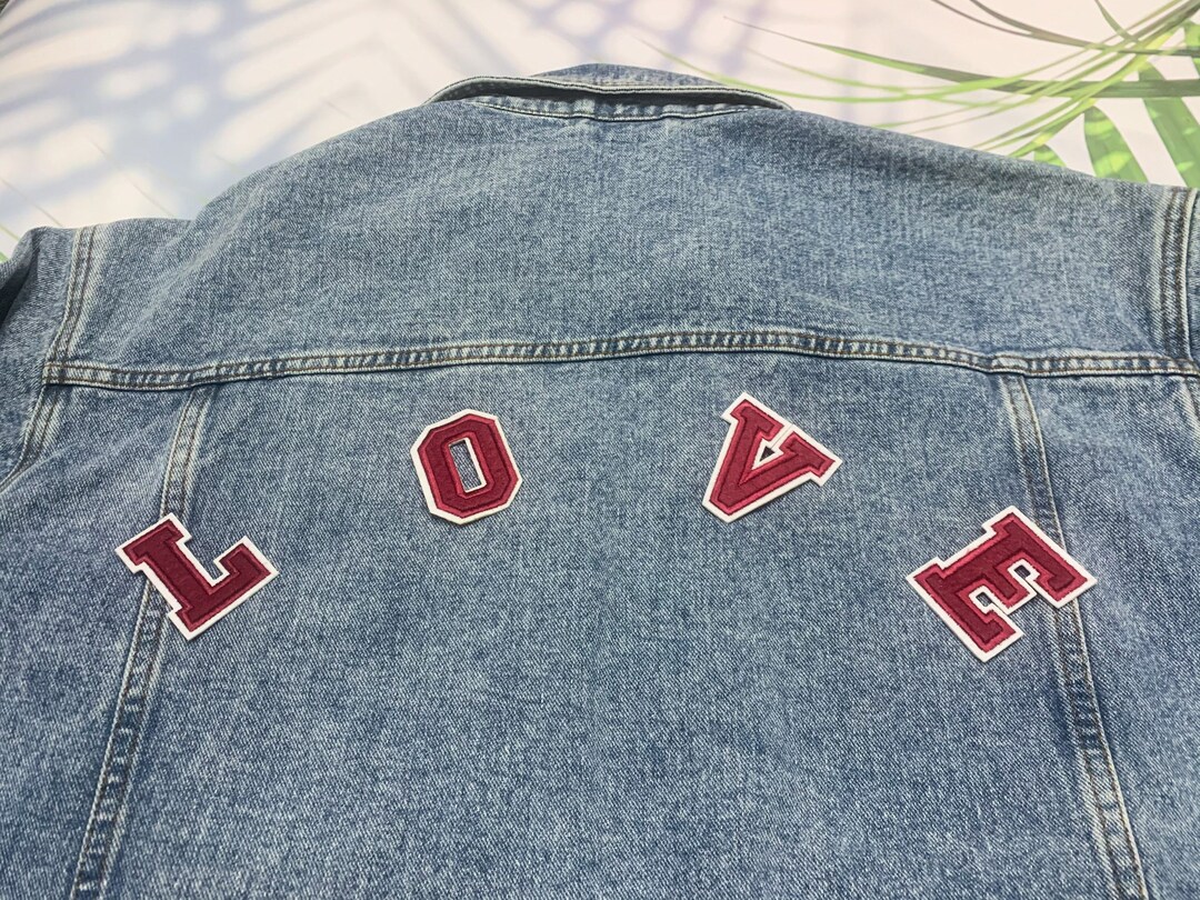 Red Embroidered Letter Patch Glue Letter Patch Perfect Patch for T ...