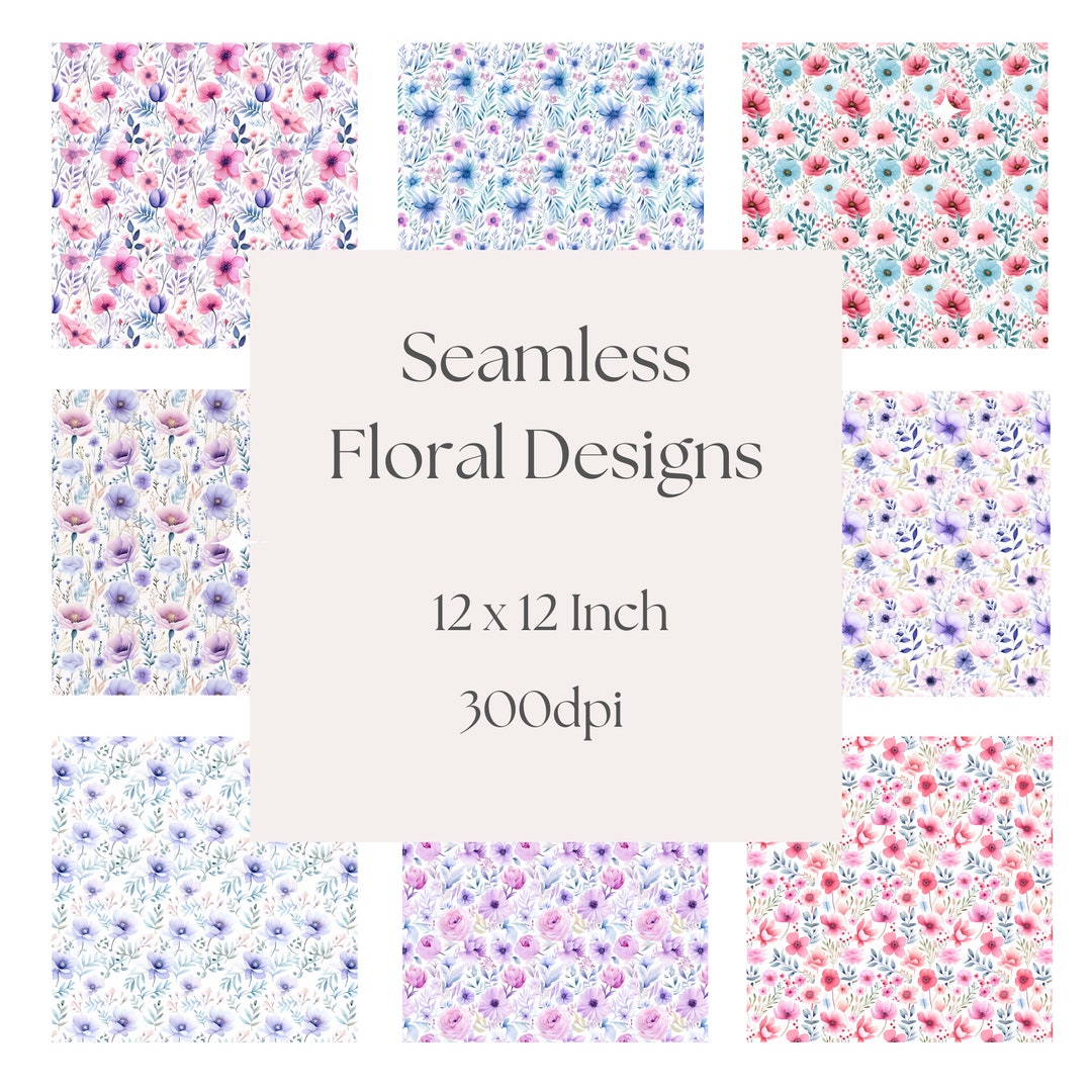 Seamless Digital Designs - Floral - 12 X 12 Inch - Etsy