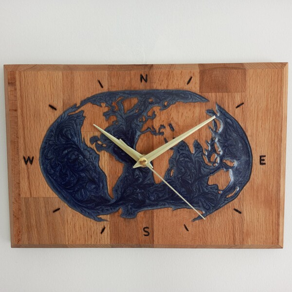 World Map Wall Clock - Etsy