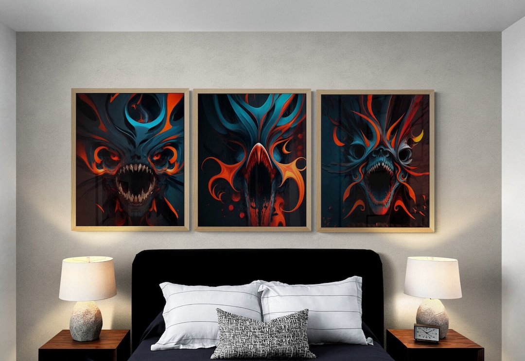 Scary Halloween Abstract, Creepy Decor, Printable Wall Art, Horror Wall ...