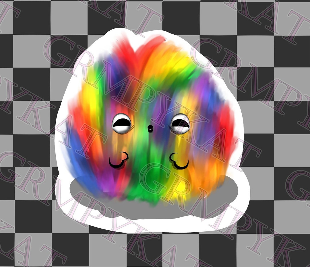 Furry Rainbow Creature Fluffy Weird Ball of Fluff Digital Design PNG ...