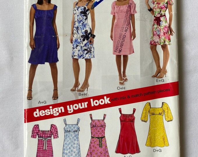 Women's Mix and Match Dress Pattern. Square Neck With Gathered Bust ...