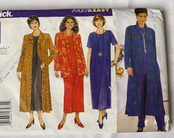 Very EASY Plus Size Duster Jacket Dress Top Pants Patterns Women's Size ...