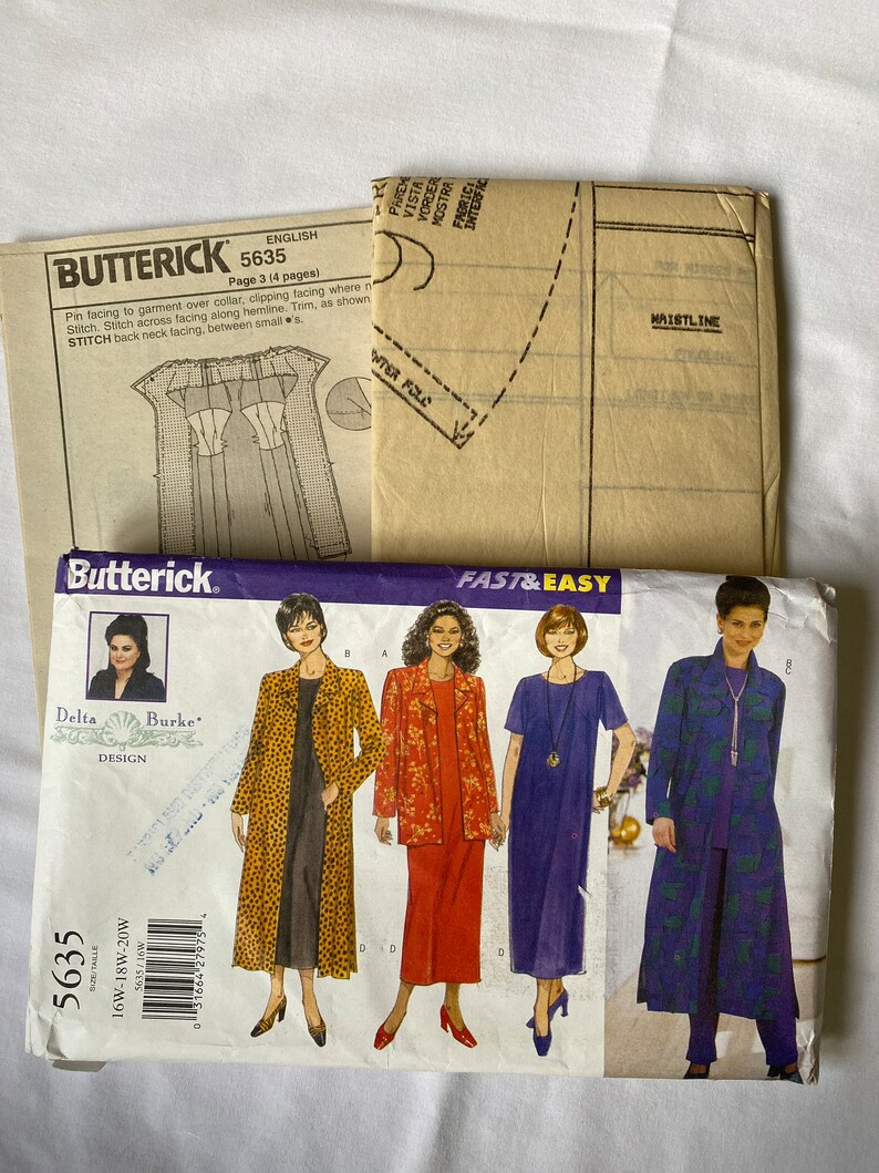 Very EASY Plus Size Duster Jacket Dress Top Pants Patterns Women's Size ...