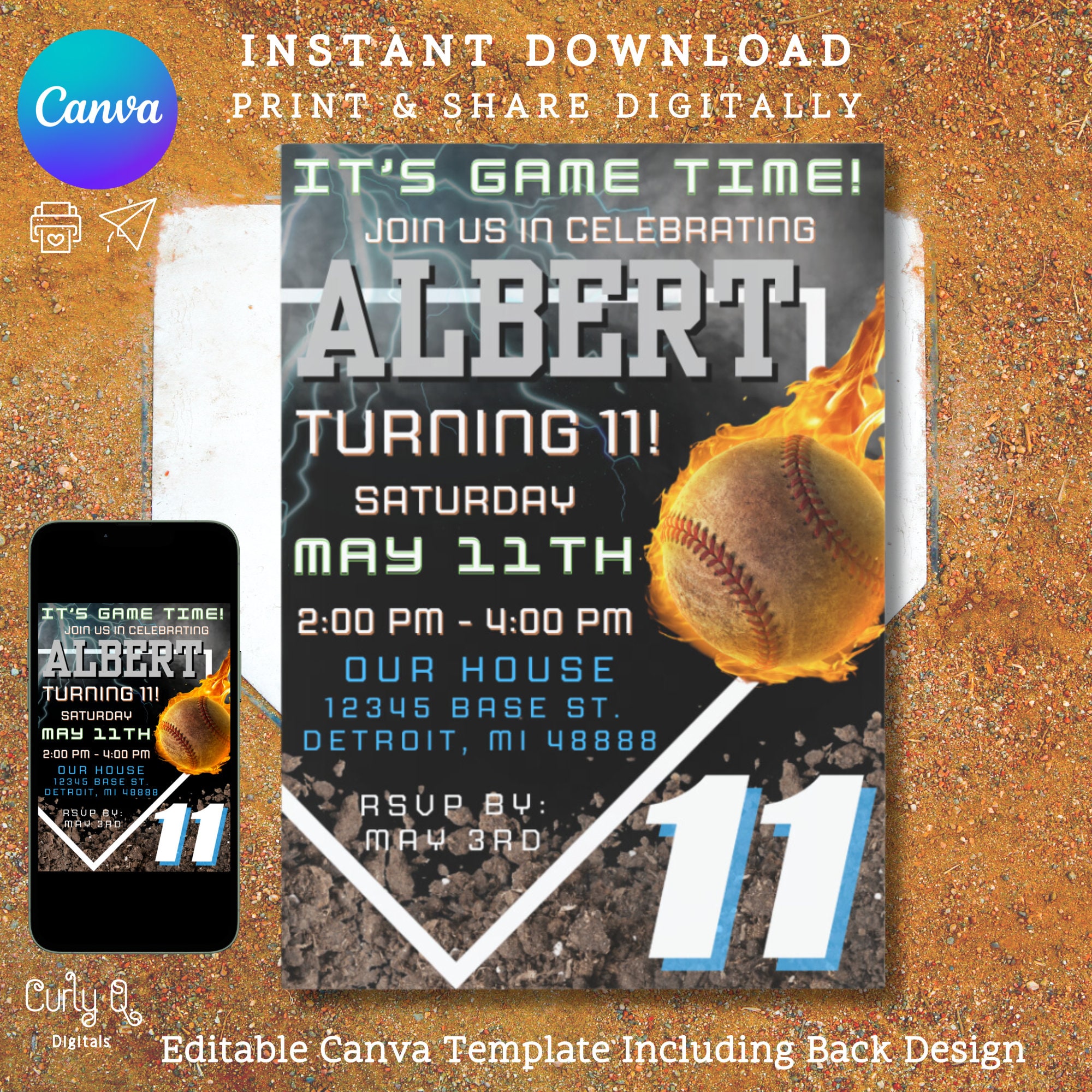 Editable Baseball Invitation Baseball Birthday Baseball Party Sports ...