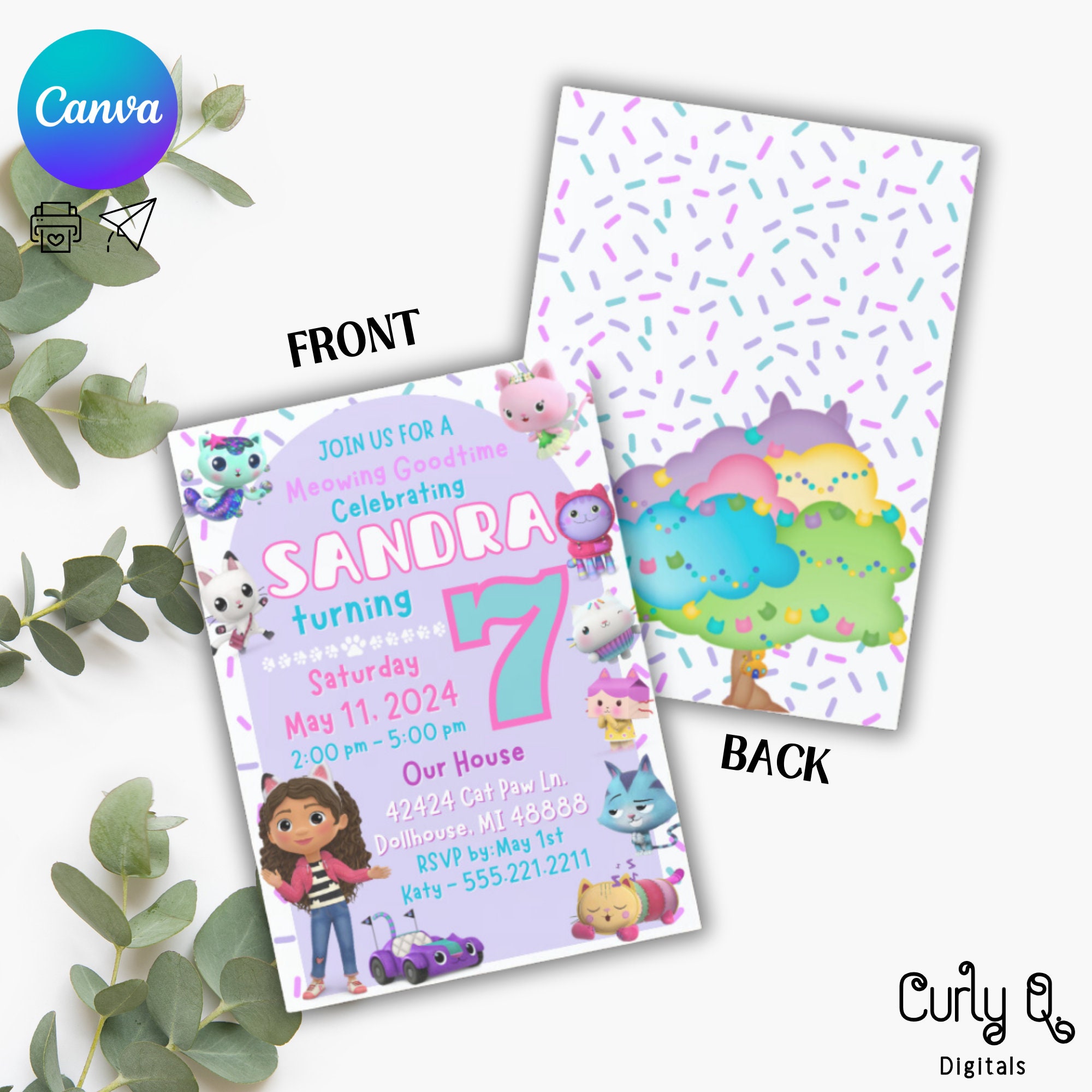 Editable Gabby's Dollhouse Invitation, Gabby's Dollhouse Birthday ...