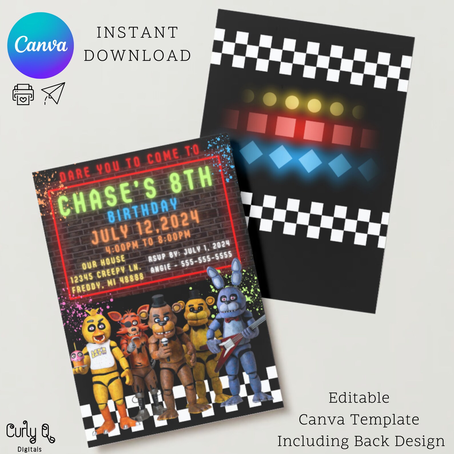 Editable Five Nights at Freddys Invitation Five Nights at Freddy S ...