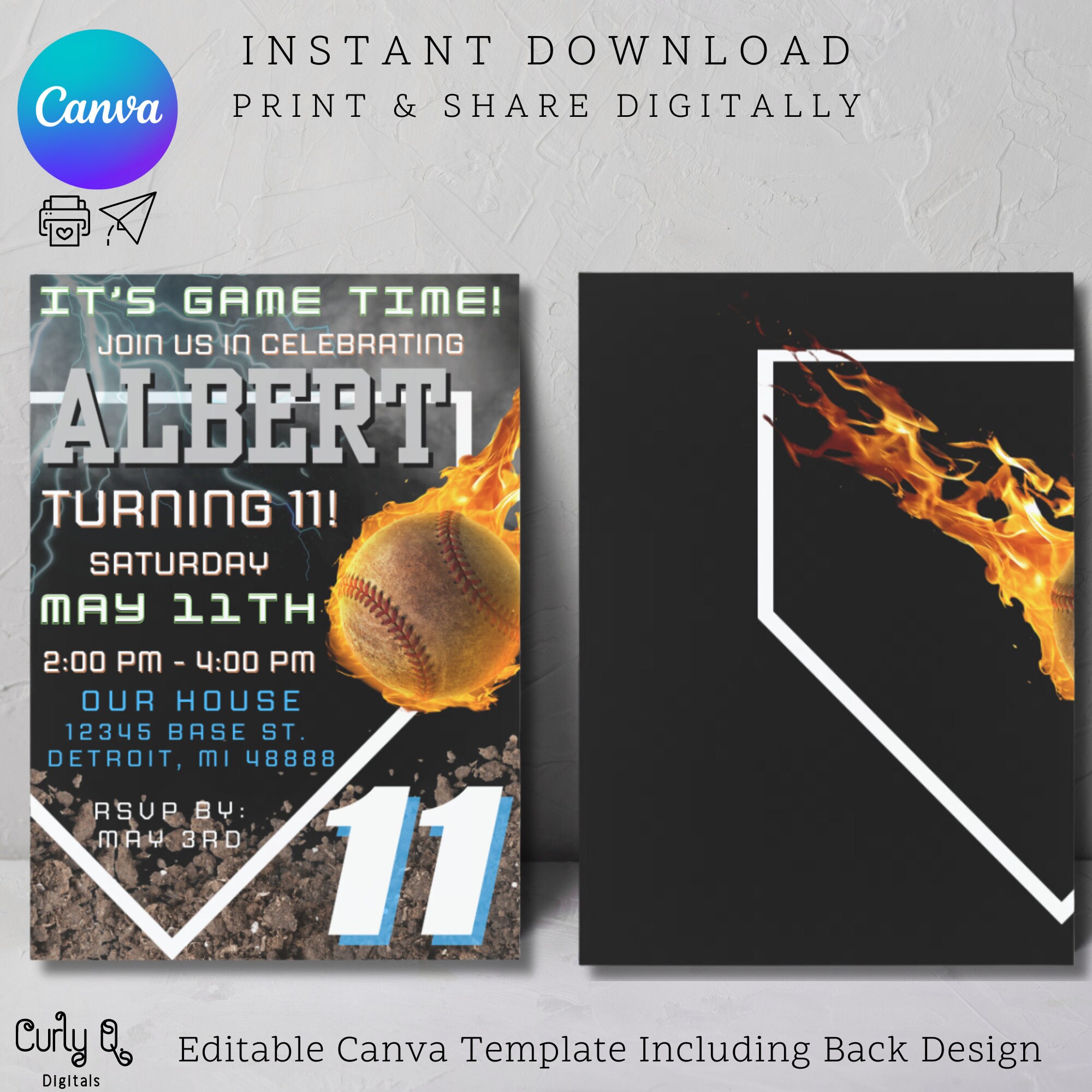 Editable Baseball Invitation Baseball Birthday Baseball Party Sports ...