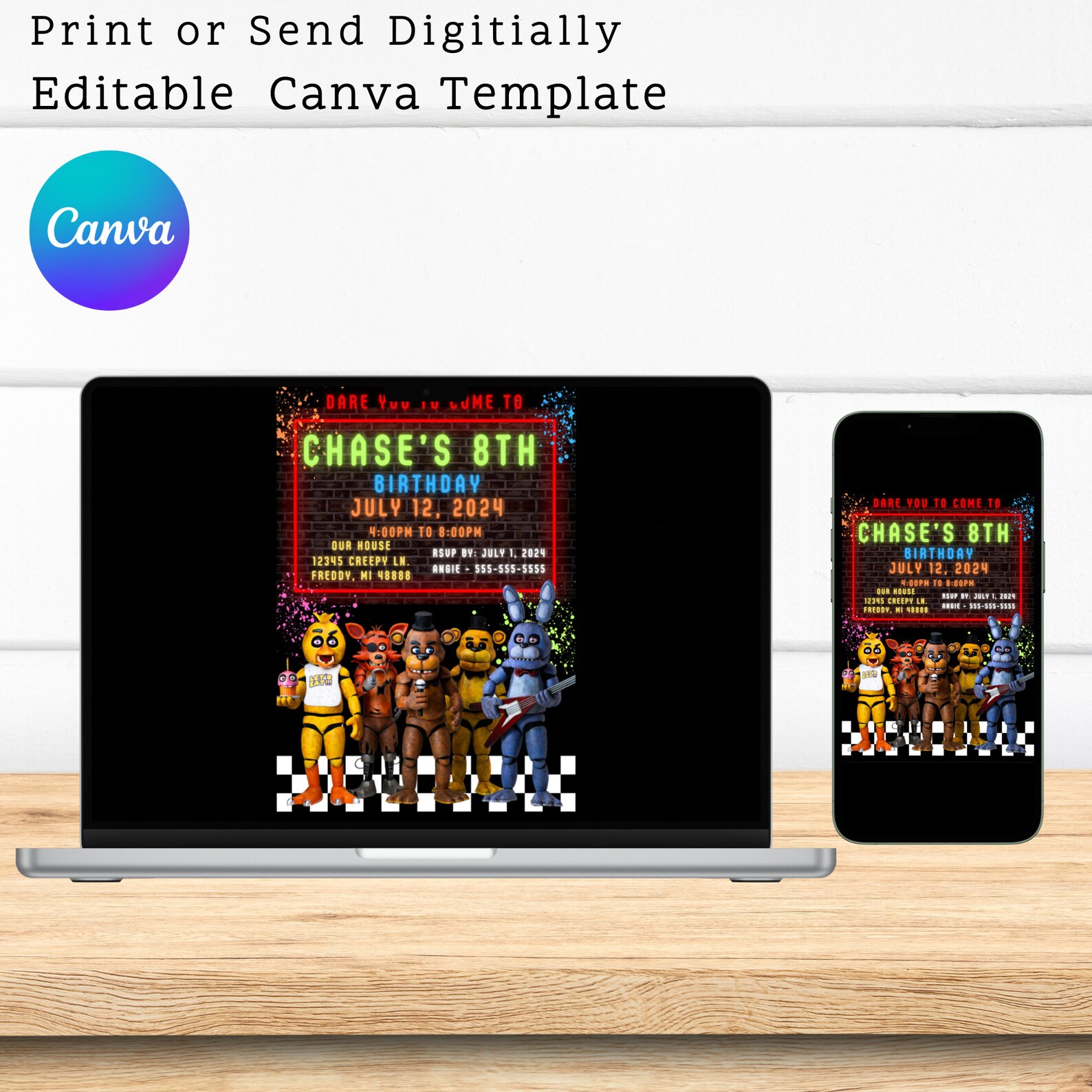 Editable Five Nights at Freddys Invitation Five Nights at Freddy S ...