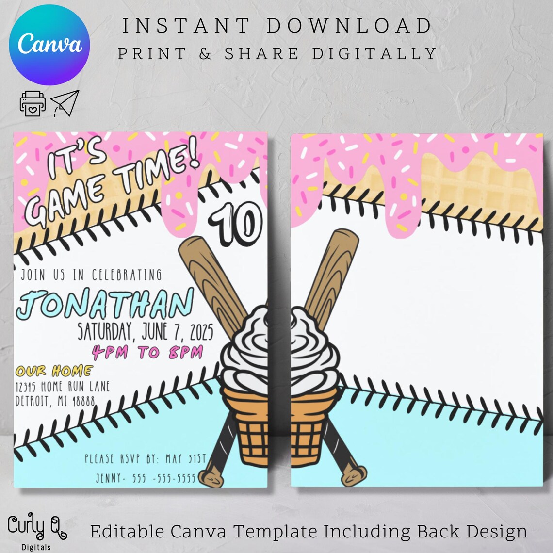 Editable Baseball Invitation Template Baseball Drip Baseball Drip Ice ...