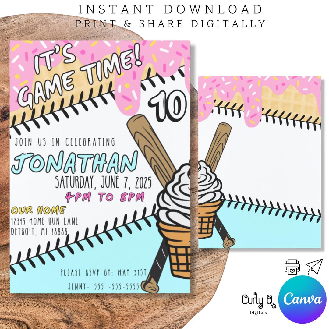 Editable Baseball Invitation Template Baseball Drip Baseball Drip Ice ...
