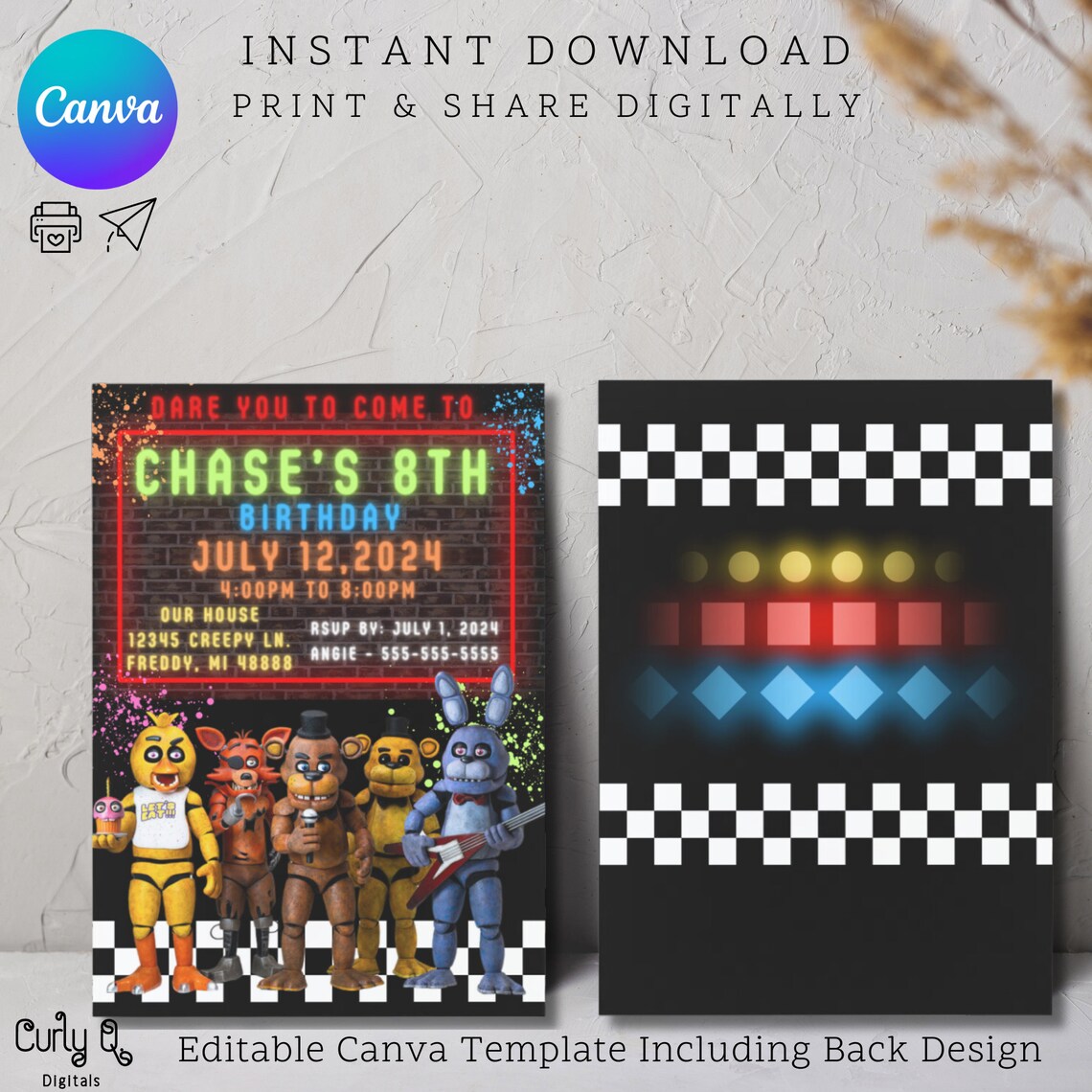 Editable Five Nights at Freddys Invitation Five Nights at Freddy S ...