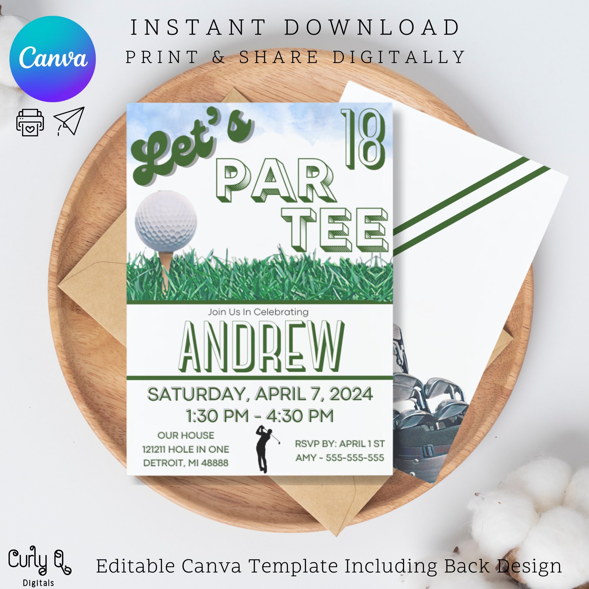 Editable Golf Invitation Template Golf Birthday Golf Party Par-tee Birthday Let's Par-tee ...