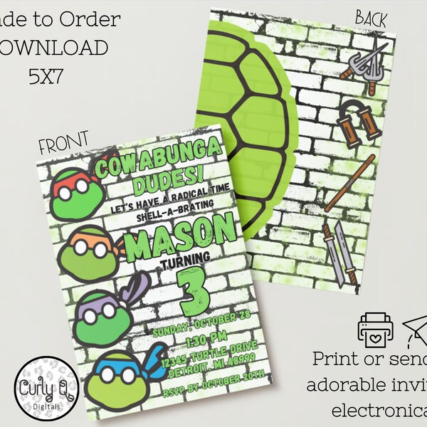 Ninja Turtle Invite - Etsy