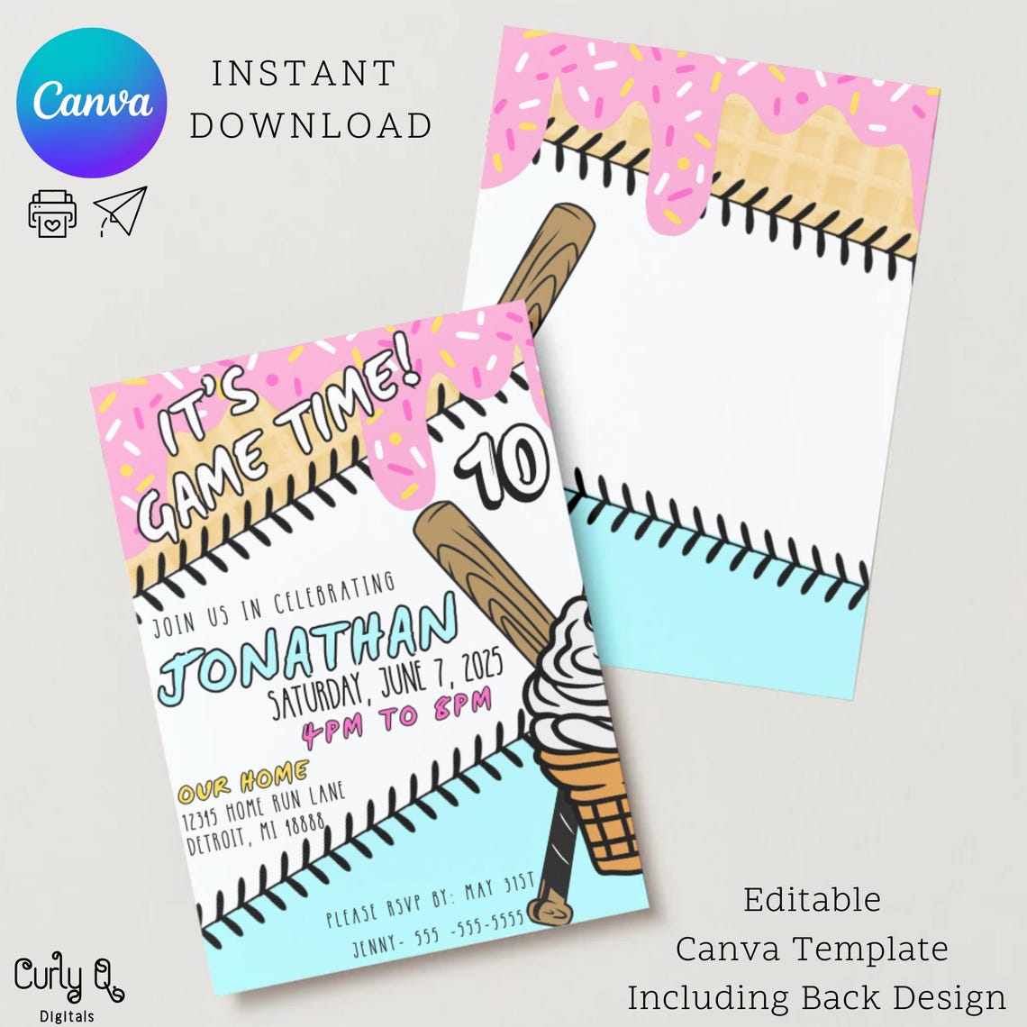 Editable Baseball Invitation Template Baseball Drip Baseball Drip Ice ...