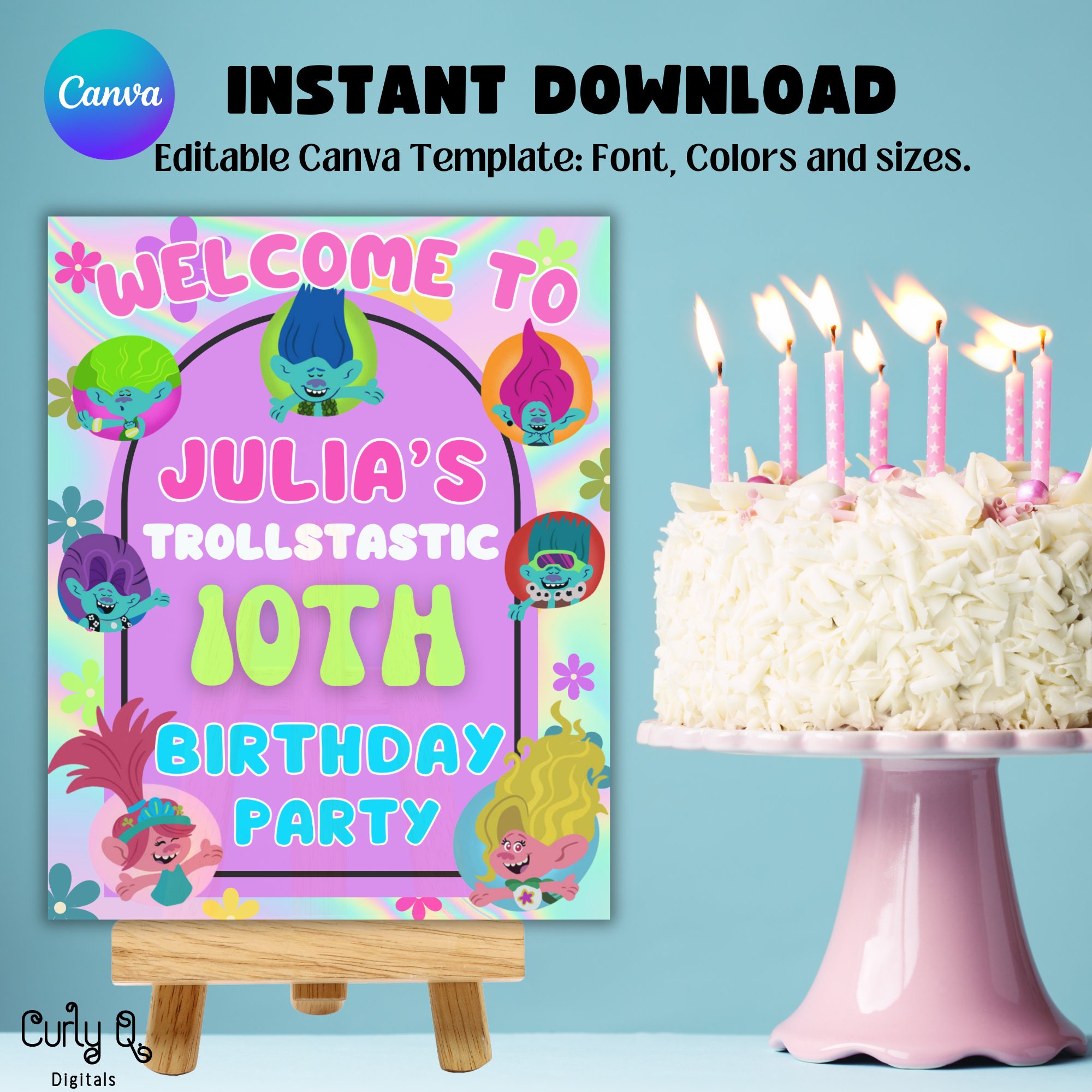 Editable Trolls Birthday 8x10 Sign Trolls Birthday Poster Trolls Poster ...