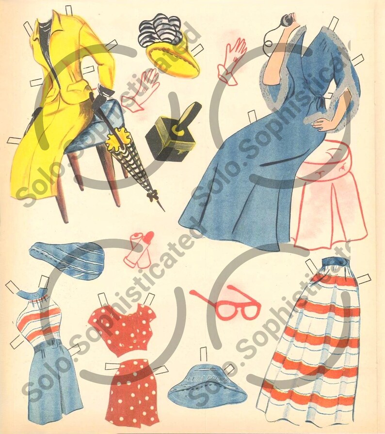 Vintage "models" Paper Dolls - Printable Digital PDF File - Etsy